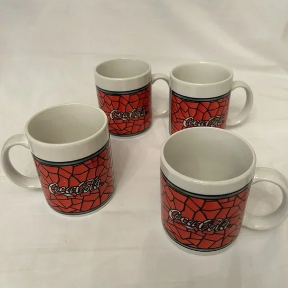 Coca Cola | Kitchen | Set Of 4 Coca Cola Brand Dinnerware Mugs Cups 998 ...